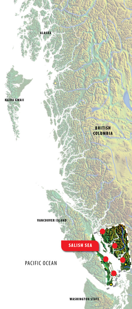 Boating on Salish Sea (Strait of Georgia) British Columbia, Canada